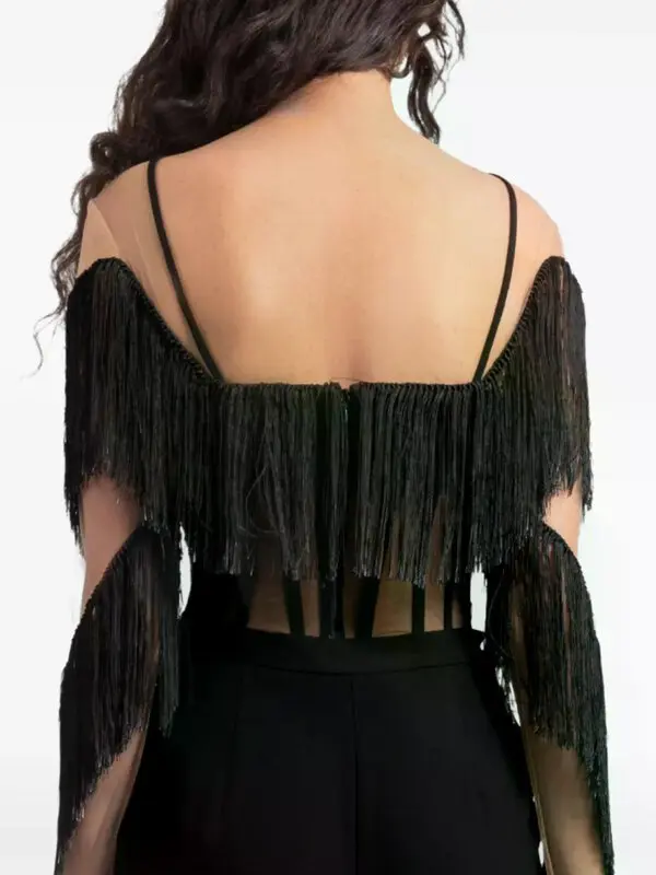 GEMY MAALOUF Tassel-embellished Corset Top
