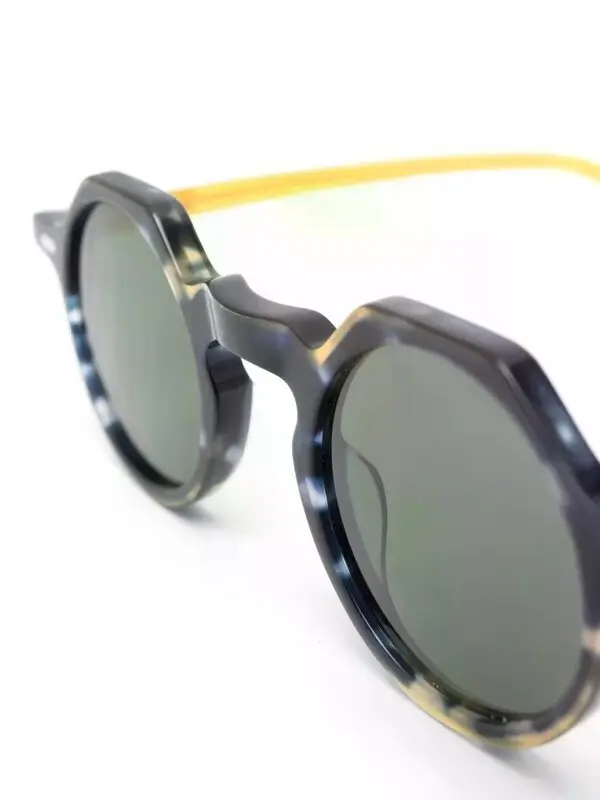 LESCA Tortoise Round-frame Sunglasses