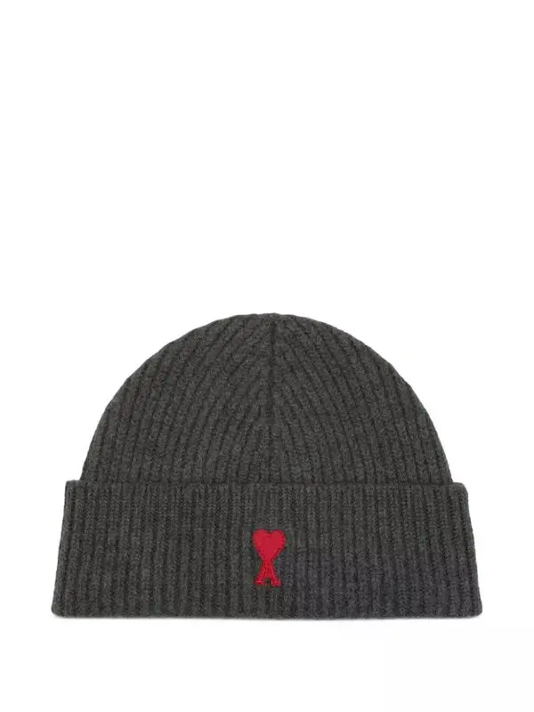 AMI Paris De Coeur Beanie Hat - Grey