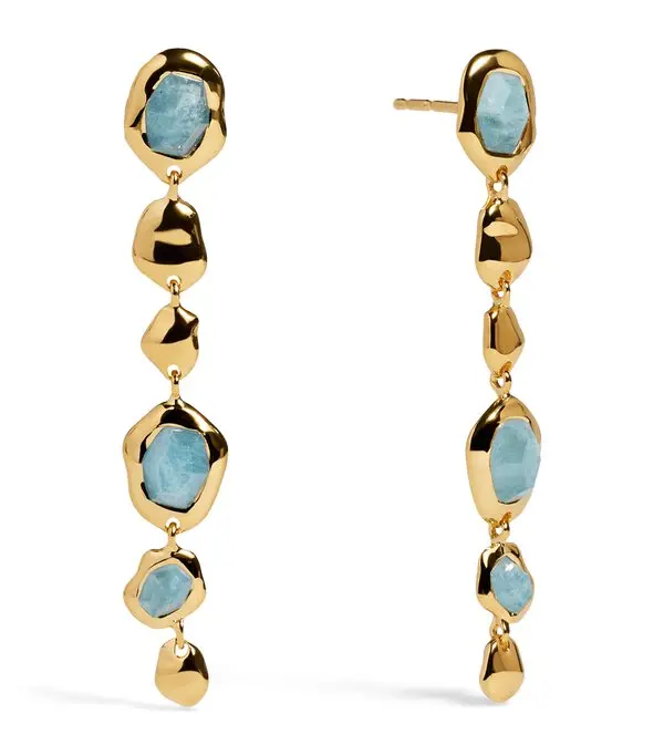 Monica Vinader Gold Vermeil And Aquamarine Odyssey Drop Earrings - Blue