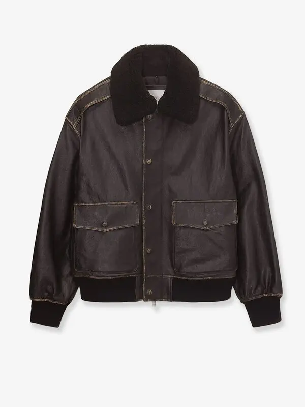 DUNST Leather Jacket With Removable Collar