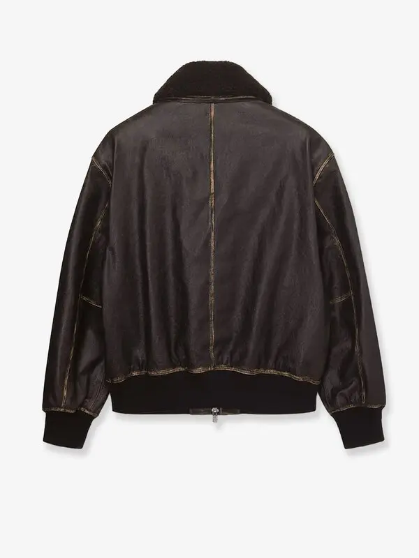 DUNST Leather Jacket With Removable Collar