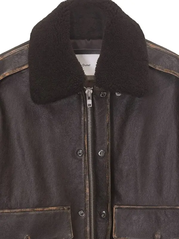 DUNST Leather Jacket With Removable Collar