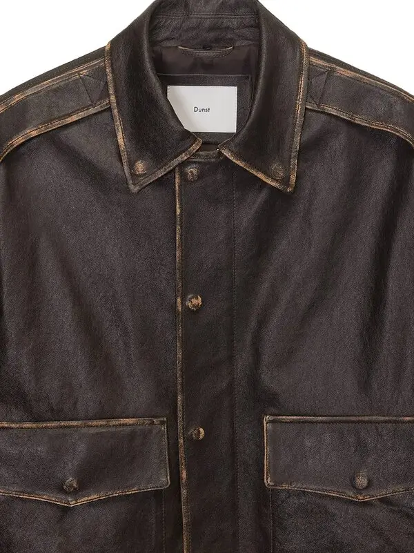 DUNST Leather Jacket With Removable Collar