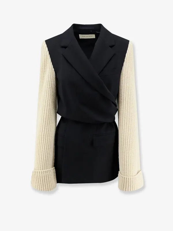 Dries Van Noten Beline Bis Wool Blazer With Contrasting Sleeves