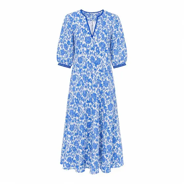 KAMINEE Navy Floral Cotton Dress Sorrento
