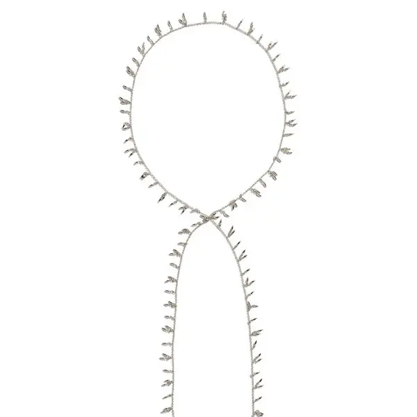 STONE FRUIT Fringe Scarf Necklace - Silver