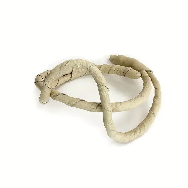 WAIWAI Neutrals Bend Sculptural Leather Choker - Black
