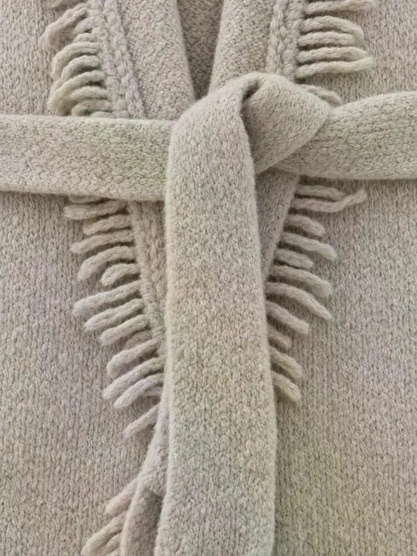 ANDRÈ MAURICE Fringe-trimmed Belted Jacket