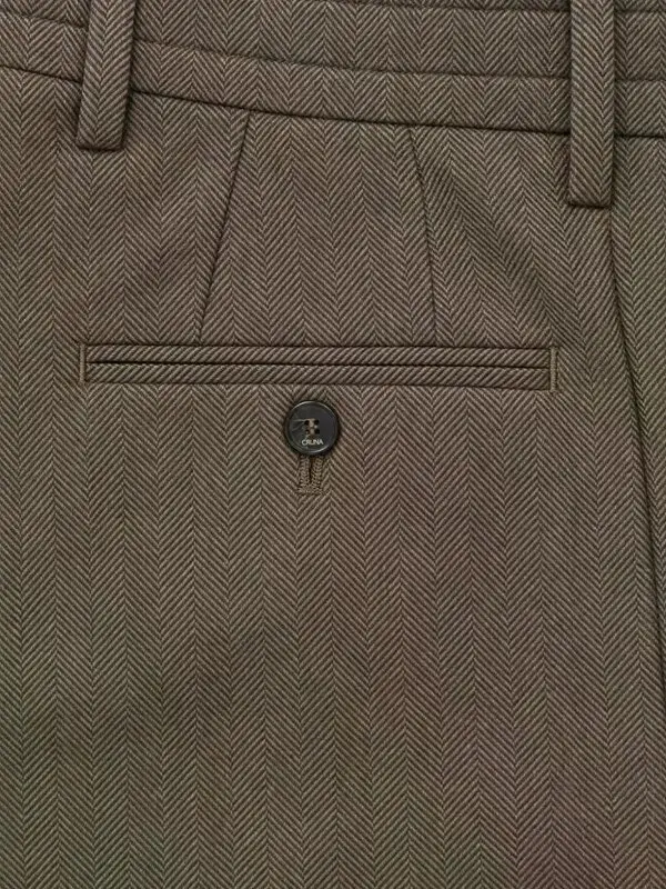 CRUNA Mitte Herringbone-pattern Pleated Trousers