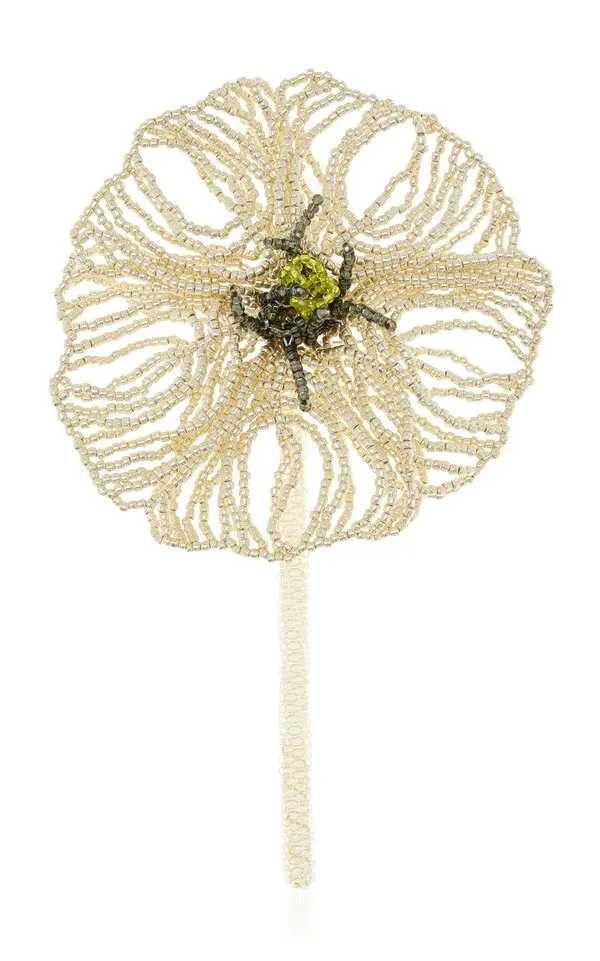 PURA UTZ Flor Glass Bead Brooch - Silver