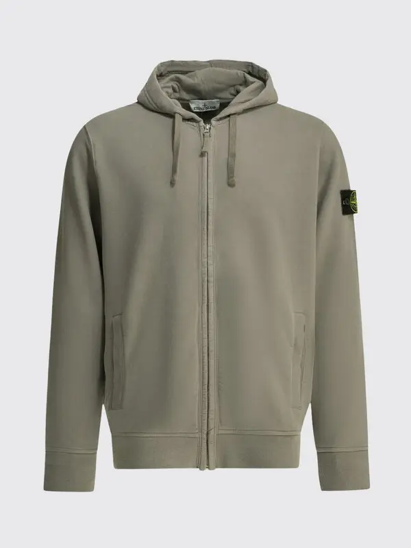 Stone Island Full-zip Cotton Hoodie With The Iconic Compass Logo Patch
