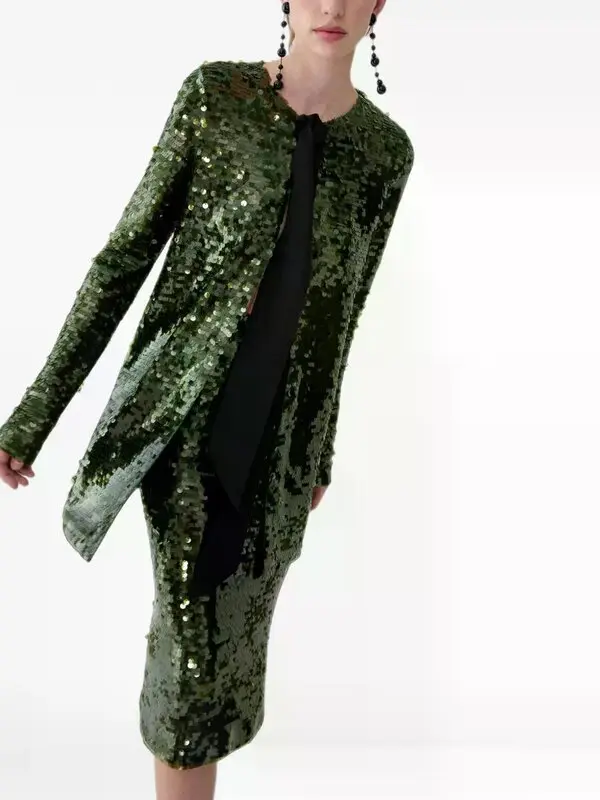 Carolina Herrera Sequin-embellished Tie-fastening Blouse