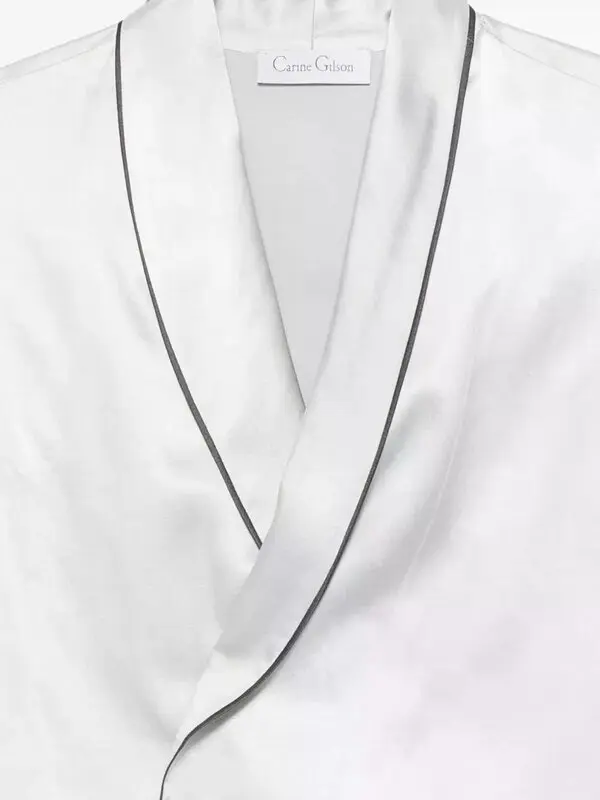 Carine Gilson Satin-finish Piped-trim Robe