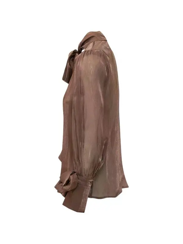 ACTUALEE Pussy-bow Semi-sheer Blouse