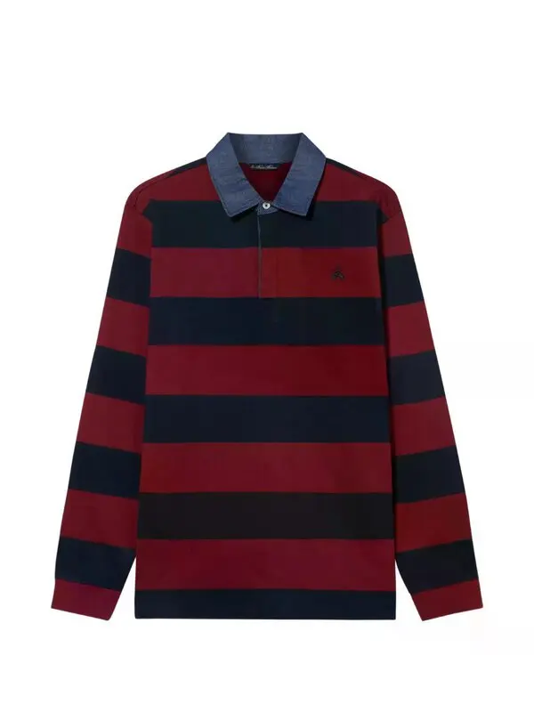 Brooks Brothers Striped Denim-collar Polo Shirt