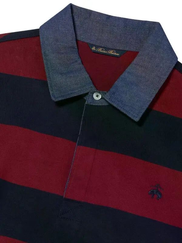 Brooks Brothers Striped Denim-collar Polo Shirt