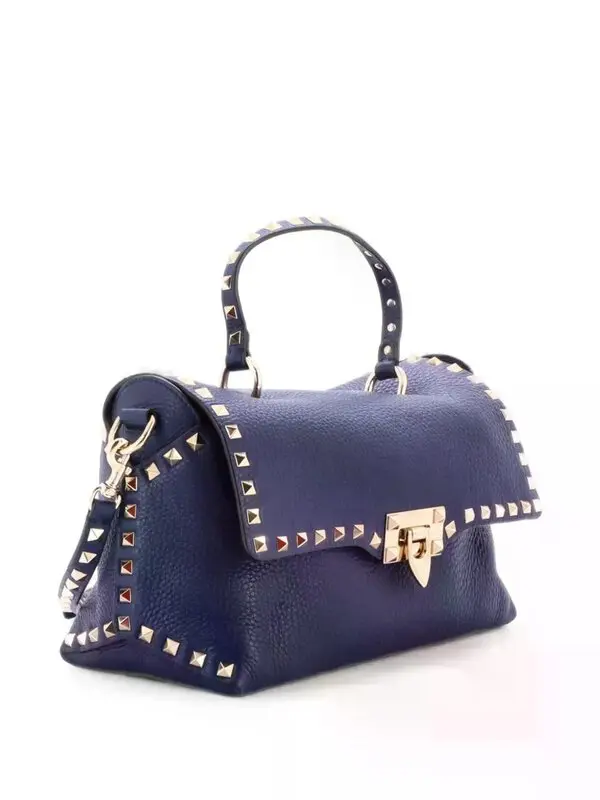 Valentino Garavani Rockstud Flip Lock Top Handle Bag Leather Medium Shoulder Bag
