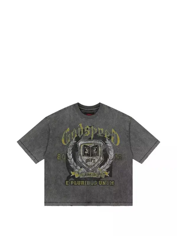 GODSPEED Crest-print Acid-wash T-shirt