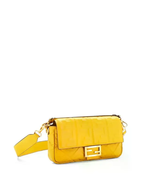 Fendi Baguette Nm Bag Zucca Embossed Leather Medium Crossbody Bag