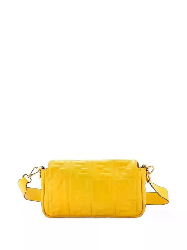 Fendi Baguette Nm Bag Zucca Embossed Leather Medium Crossbody Bag