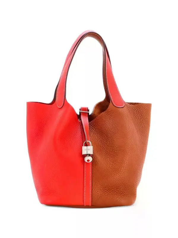 Hermès Picotin Lock Bag Bicolor Clemence Mm Bucket Bag - Brown