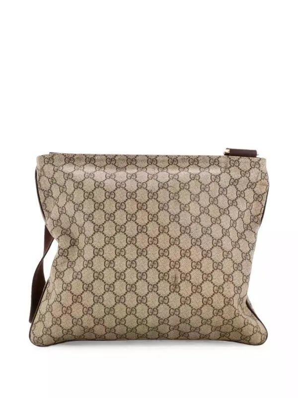 Gucci Zip Top Messenger Bag Gg Coated Canvas Large Crossbody Bag