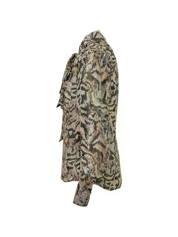 ACTUALEE Snake-print Pussy-bow Blouse