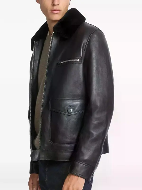 YVES SALOMON Shearling-collar Leather Jacket