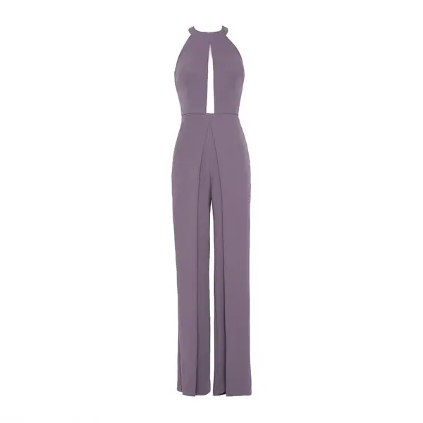 NOMI FAME Nomi Crepe Split Leg Jumpsuit - Grey