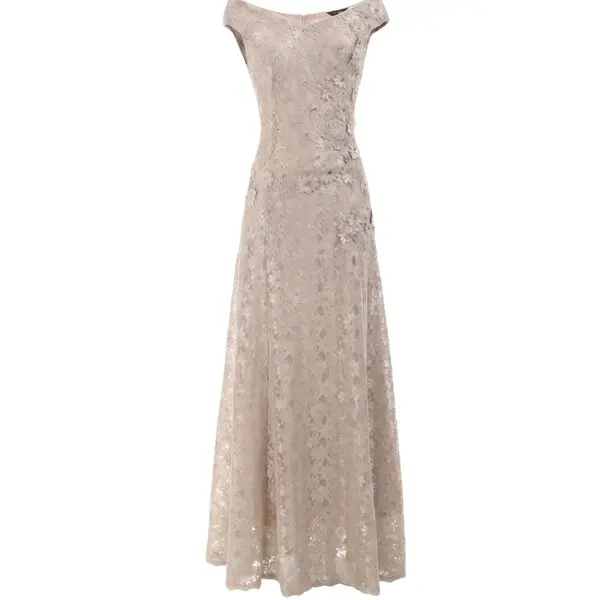 LUNA FASHION HOUSE Neutrals Maxi Lace Gown, Bruna - Beige