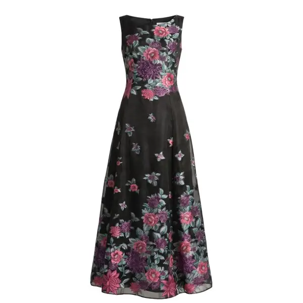 LUNA FASHION HOUSE Cycla Floral Maxi Dress, Rina - Black
