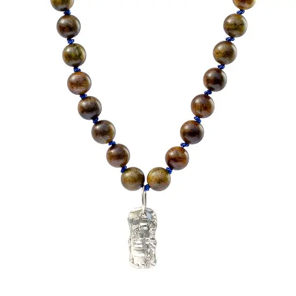 AMONTA Kin Sandalwood & Sterling Silver Pendant Necklace - Blue/brown/silver