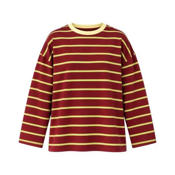 Mind Traveler Lime & Burgundy Striped Long Sleeve Top - Red