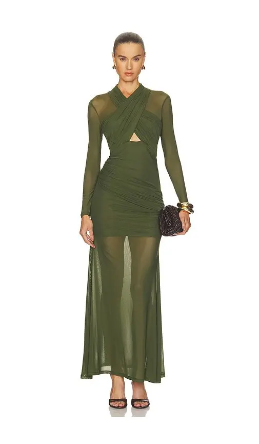 Bardot Veria Wrap Mesh Maxi Dress In . Also