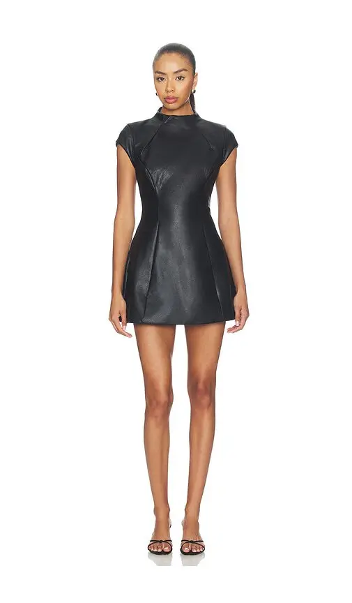 Bardot Delphi Faux Leather Mini Dress In . Also