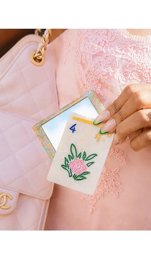 SOLAR ECLIPSE Hand-painted Flower Mahjong Compact Mirror