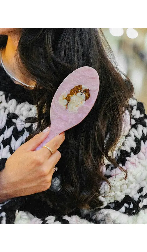 SOLAR ECLIPSE Hand-painted Shih Tzu Pup Amazing Hair Day Brush