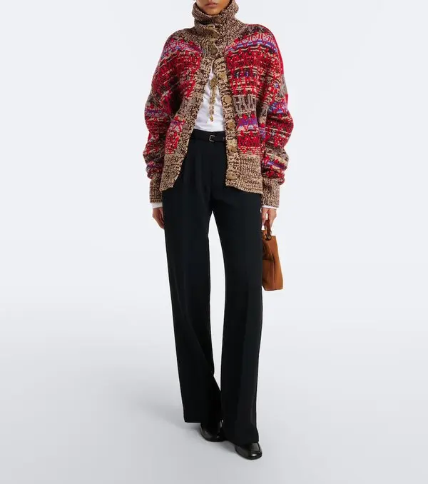 Dries Van Noten Oversized Wool And Cashmere Jacquard Cardigan