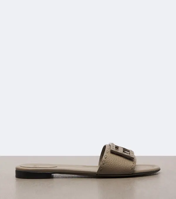 Fendi Tube Ff Leather Slides