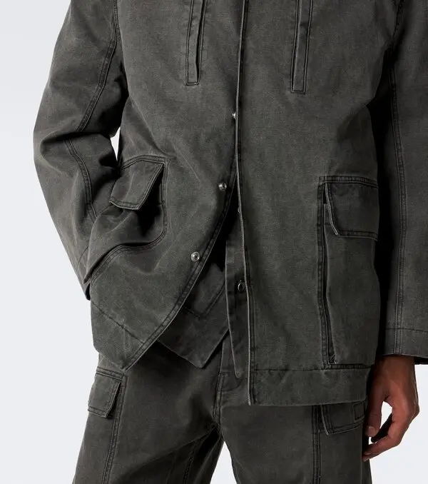Rick Owens Collared Mac Coated Cotton Canvas Jacket