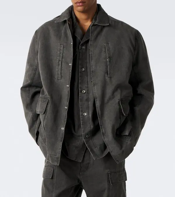 Rick Owens Collared Mac Coated Cotton Canvas Jacket