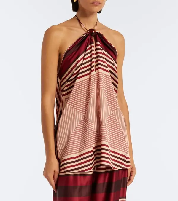 Faithfull The Brand Printed Halterneck Satin Top