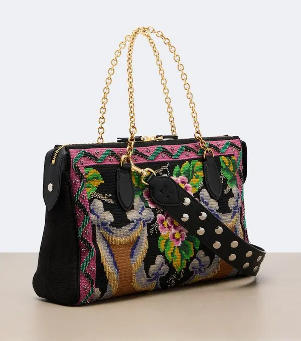 Valentino Garavani Panthea Medium Embroidered Shoulder Bag