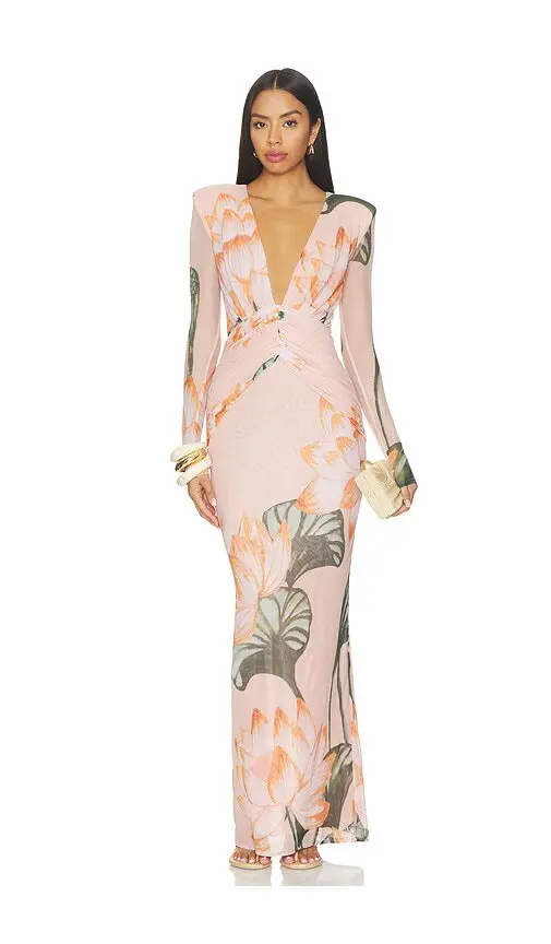 PatBO Lotus Long Sleeve Maxi Dress In . Also