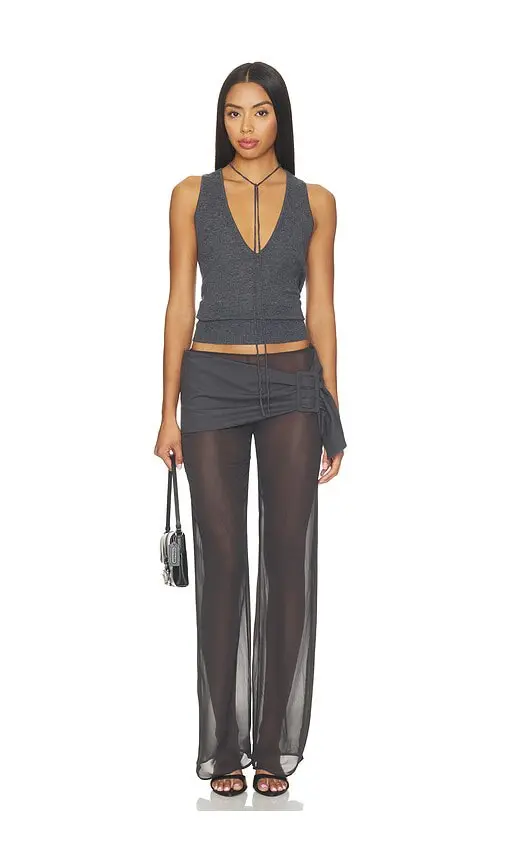 ST. AGNI Plunge Rouleau Knit Tie Top In . Also