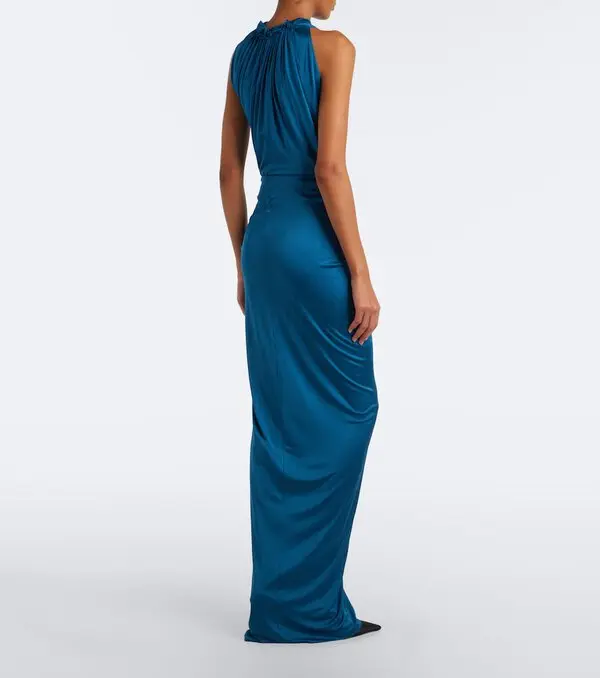 Balmain Draped Satin Maxi Skirt