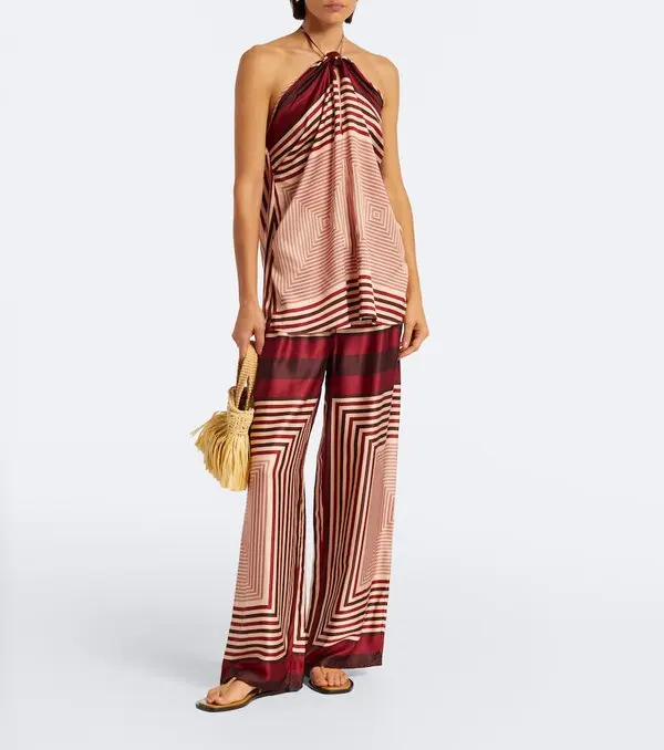 Faithfull The Brand Jensen Printed Satin Palazzo Pants