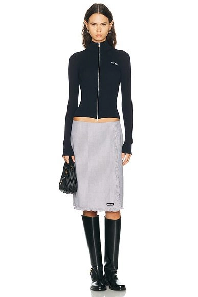 Miu Miu Cotton Ribs Zip Up Top