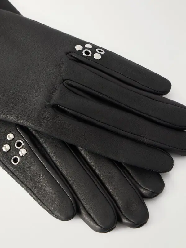 AGNELLE Elfie Embellished Leather Gloves